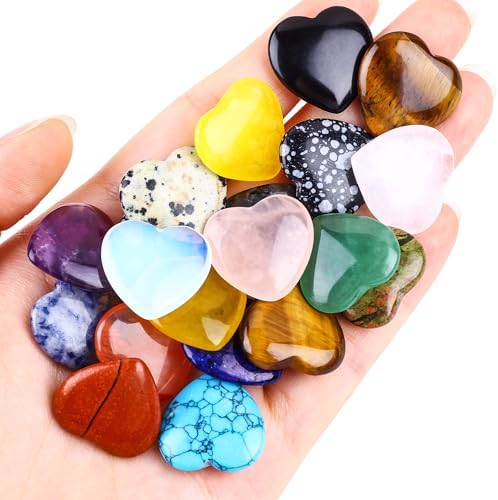 Amazon.com: 20PCS Natural Heart Crystals Love Shaped Pocket Polished ...