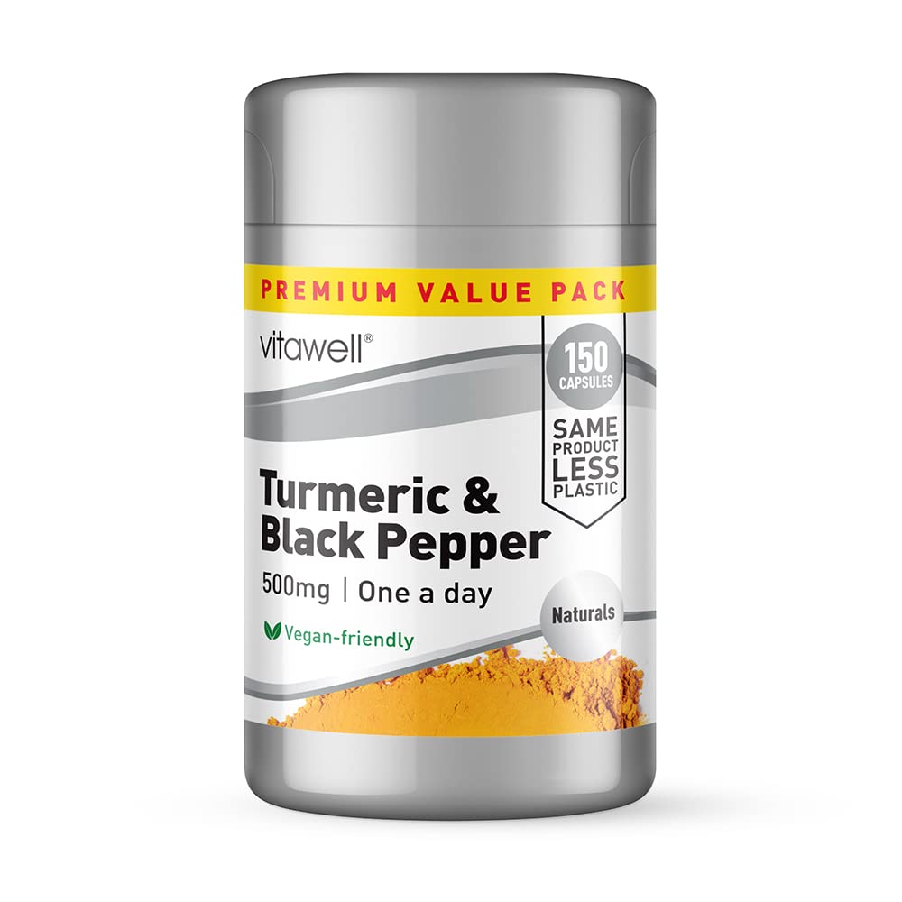 Vitawell Turmeric & Black Pepper | 150 Capsules | 500mg Turmeric ...