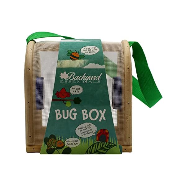 Backyard Essentials Wooden Bug Box for Kids, Dual Chamber Insect Habitat with Nylon Carrying ...