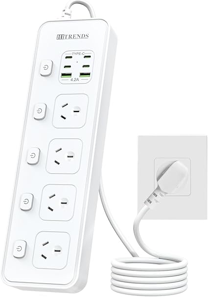 HITRENDS Surge Protector Power Board, Power Strip with 4 Outlets 6 USB ...