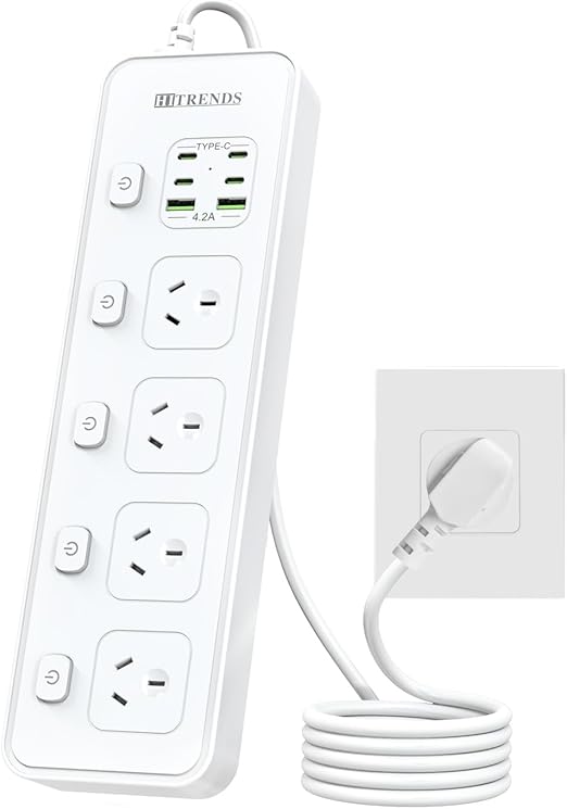 HITRENDS Surge Protector Power Board, Power Strip with 4 Outlets 6 USB ...