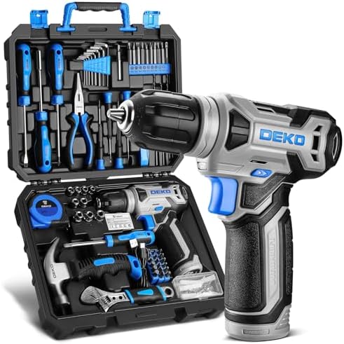 Tool Kit: DEKO Drill Set with Cordless Drill, Tool Kit Set Box, DIY ...