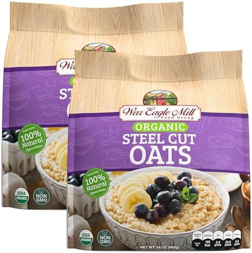 Amazon.com: War Eagle Mill Organic Steel Cut Oats, 24 oz Bag (2 Pack ...