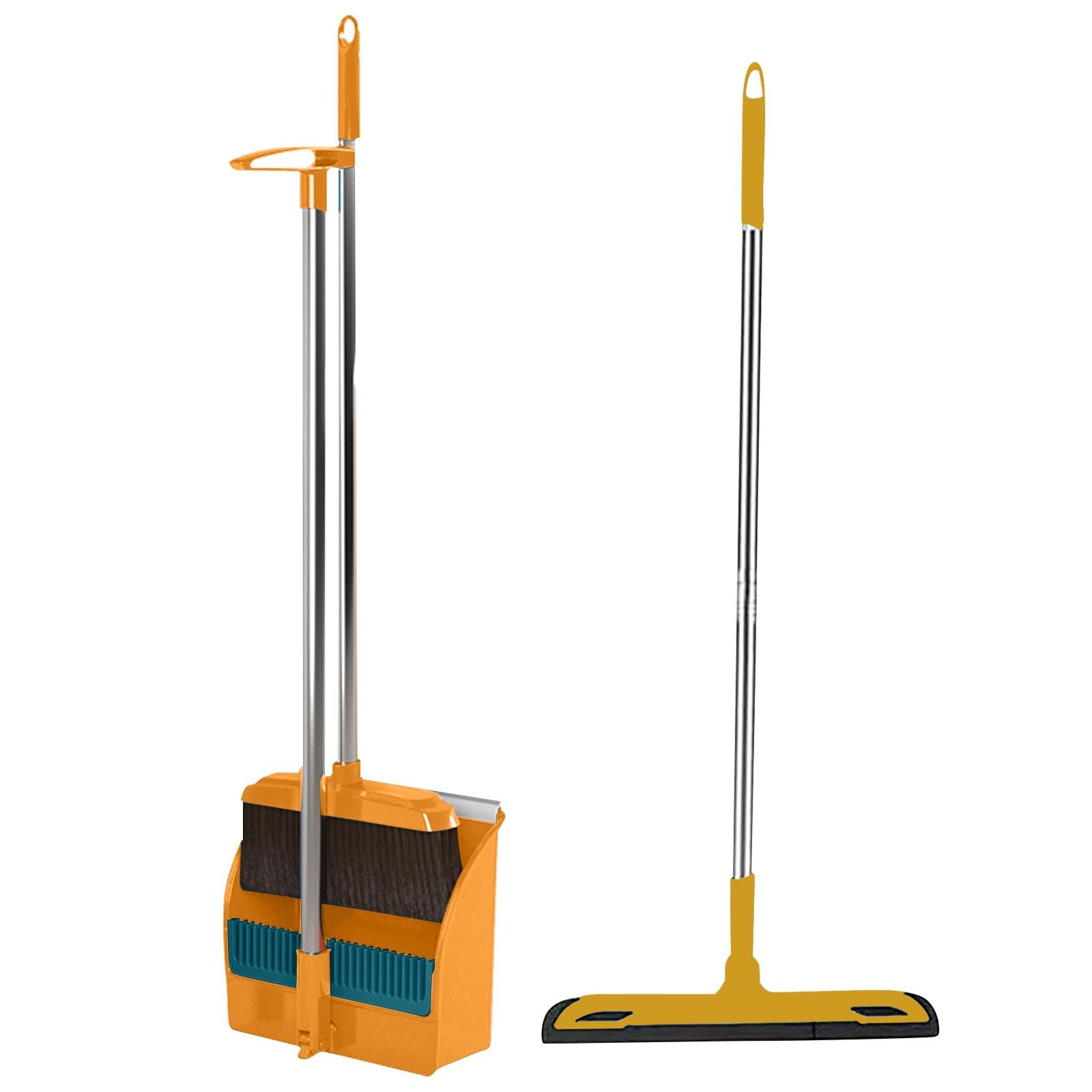 Amazon.com: 37.8in Broom and Dustpan Set Foldable Hand Broom for Home ...