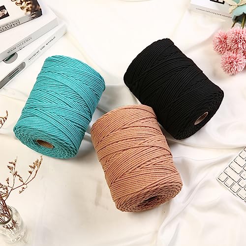 GOHOF Macrame Cord 3mm x 450m Premium Cotton Macrame Rope, 4 Strand ...