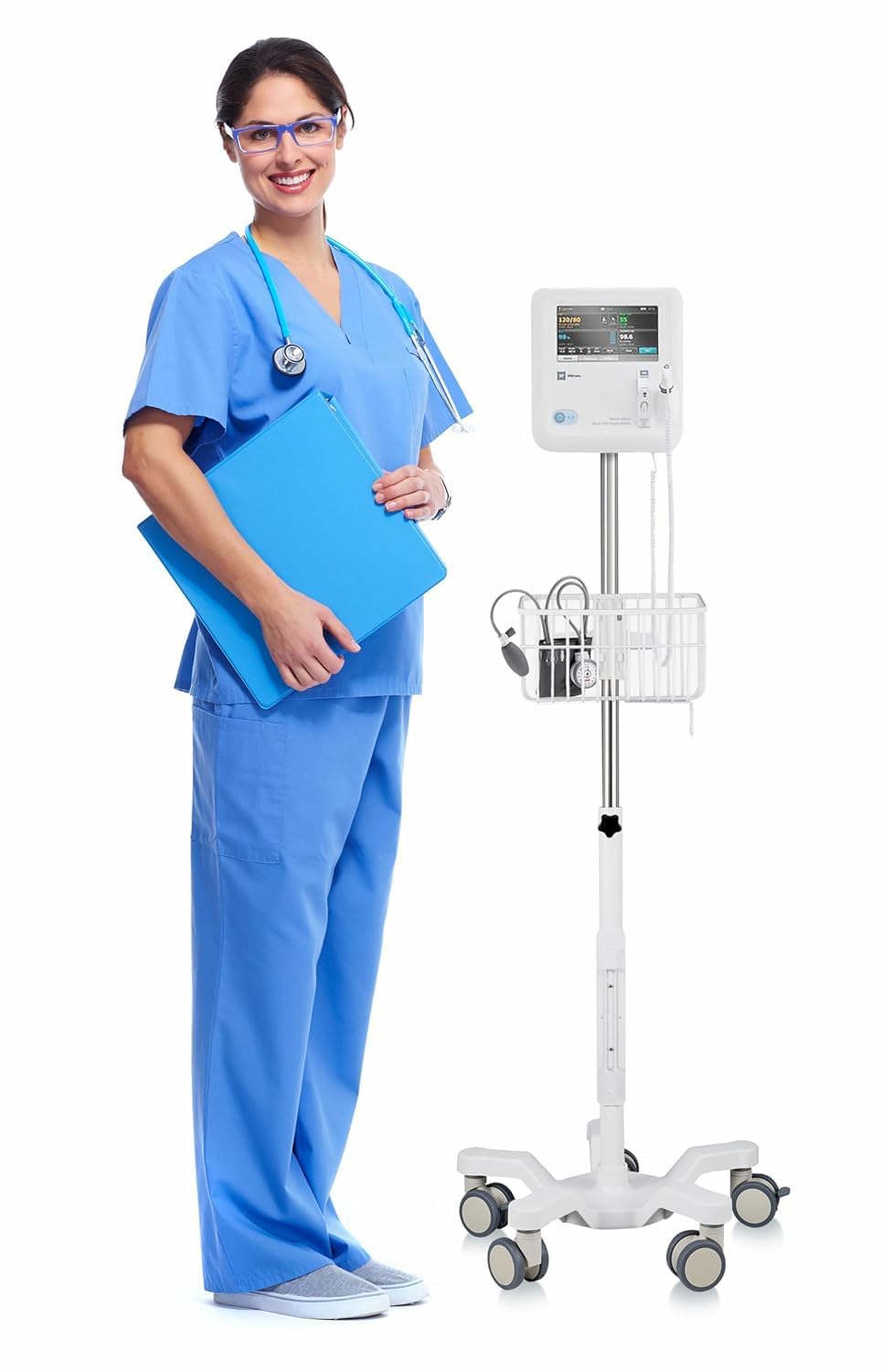 Amazon.com: VivaComfort Vital Signs Rolling Medical Cart Workstation ...