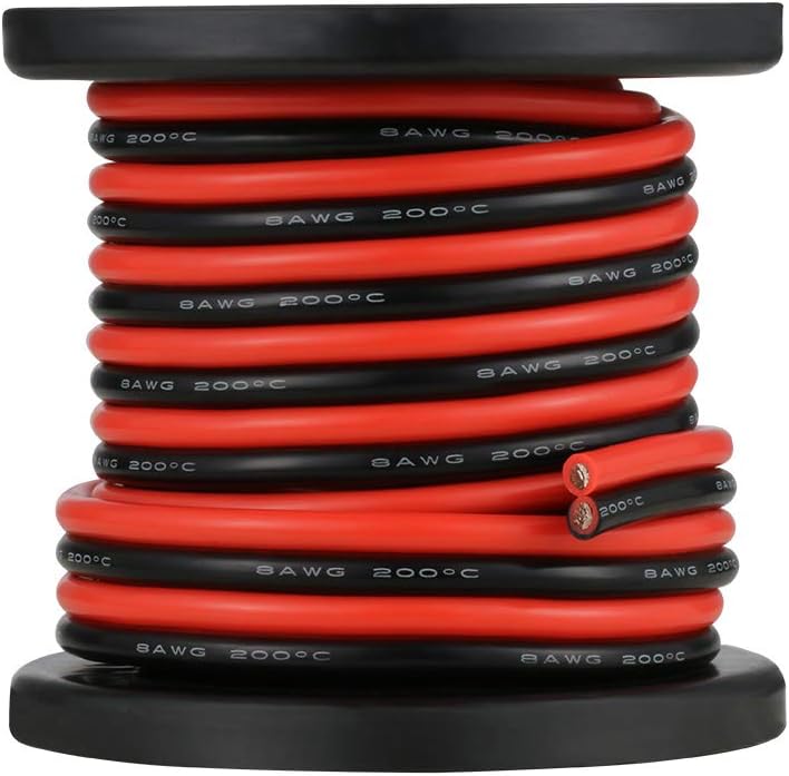 BNTECHGO 8 Gauge Flexible 2 Conductor Parallel Silicone Wire Spool Red ...