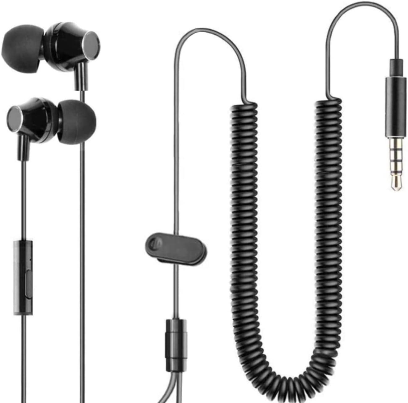 Amazon.com: Simpoku Long Cord Laptop Computer Earbuds, Mic & Spring ...