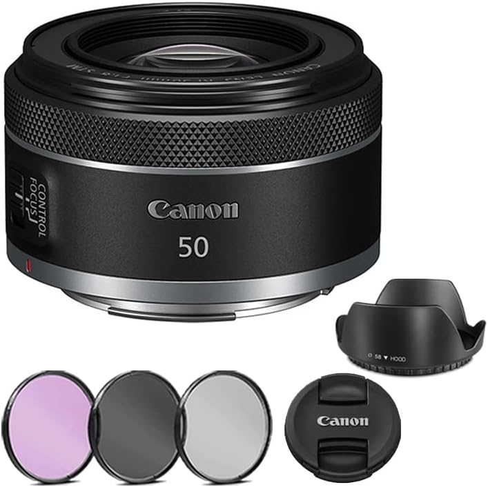 Amazon.com : Canon RF 50mm f/1.8 STM Lens + 3 Piece Filter-Kit + Hood ...