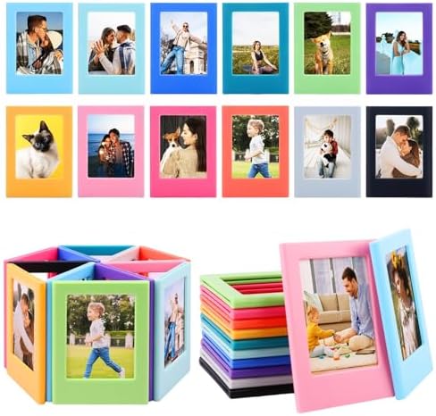 PIAOPIAONIU 12 Pack 3 Inch Magnetic Photo Frame Plastic Table Picture ...