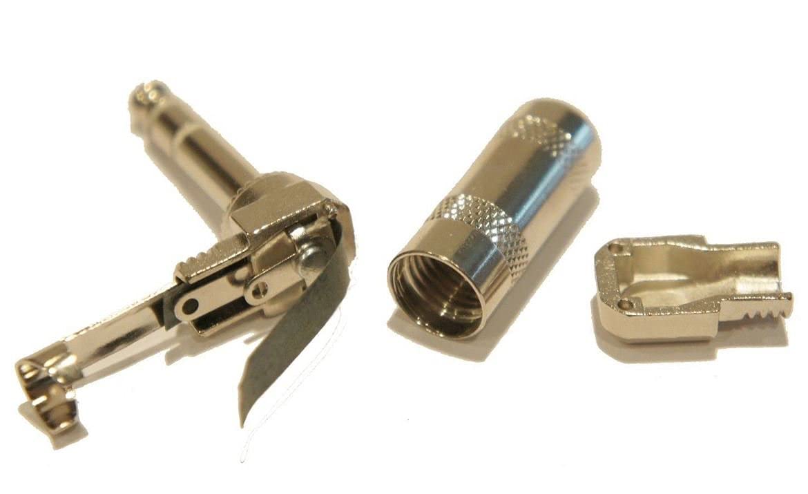 TRS solder-on 1/4" 1/4 inch 6.3 mm 6.3 mm estéreo de ángulo recto 90 ...