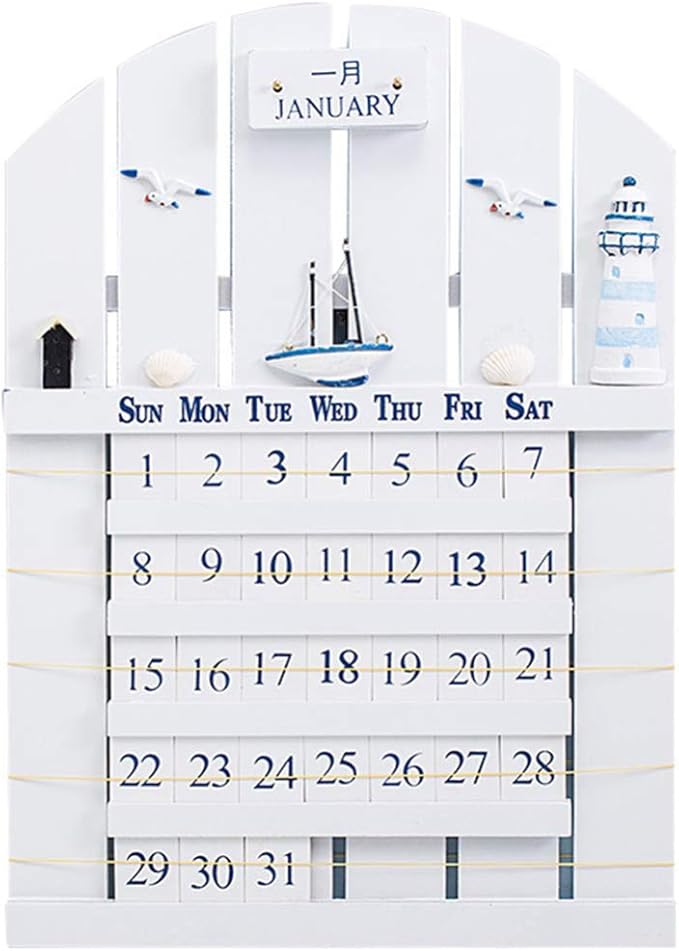 Amazon.com : ARTIBETTER Perpetual Calendar Retro Mediterranean Wood ...