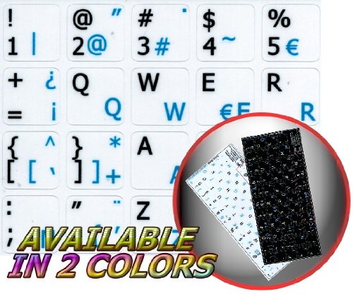 Amazon.com: SPANISH - ENGLISH KEYBOARD STICKERS WHITE BACKGROUND (15x15 ...
