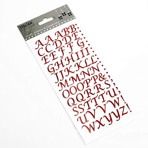15mm Script Red Glitter Self Adhesive Alphabet Sticker Letters Craft ...