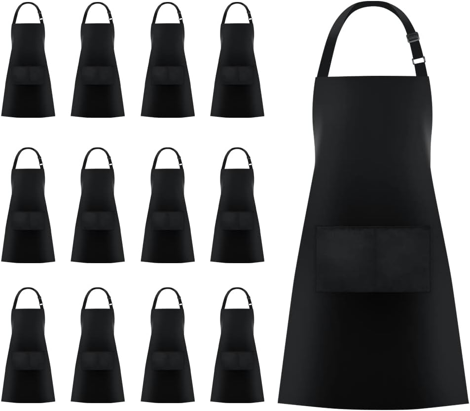 Amazon.com: Jubatus 4 Pack Bib Aprons with 2 Pockets Cooking Chef ...