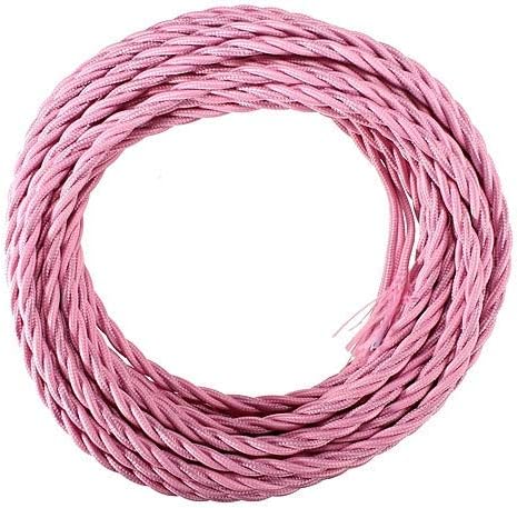 Vintage Braided Cable 10 Meters, 3 core Baby Pink Antique Twisted Woven ...