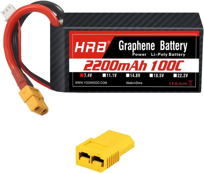 Amazon.com: HRB 2S 2200mAh Lipo Battery XT60 100C 7.4V Graphene RC Lipo ...