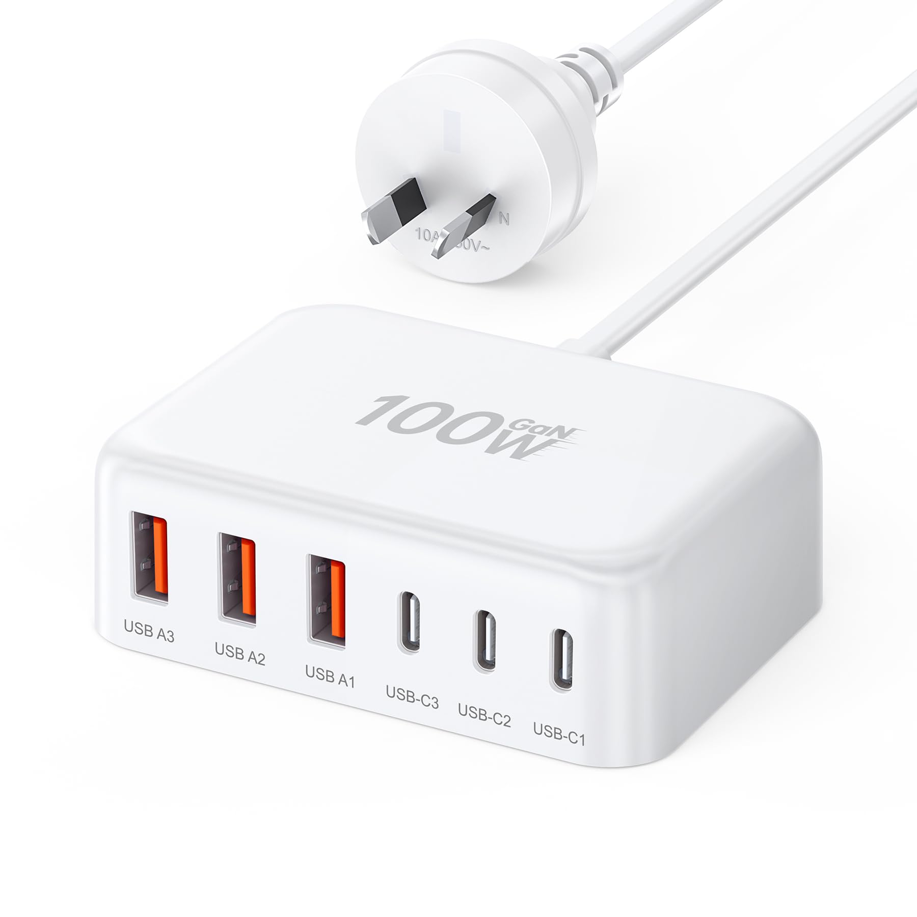 USB C Fast Charger, 100W Portable Charging Station Hub Block, 6 Port ...