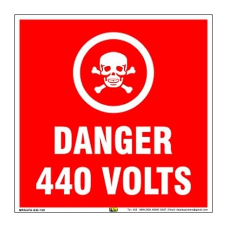 Mr. Safe - Danger 440 Volts Sign PVC Sticker (8 Inch X 8 Inch) : Amazon ...