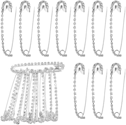 Amazon.com: Xindojuz 10 PCS Rhinestone Safety Pin Brooch, Decorative ...