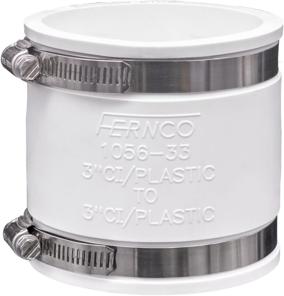 Amazon.com: Fernco 1056-43W Reducing 4 x 3 Inch Flexible Pipe Coupling ...