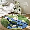 Amazon.com: YIHOUSE Modern Round Area Rug, Grass Green Moss Aesthetic ...