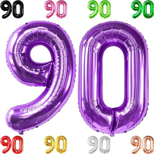Amazon.com: KatchOn, Big Purple 90 Balloon Number - 40 Inch | Purple ...