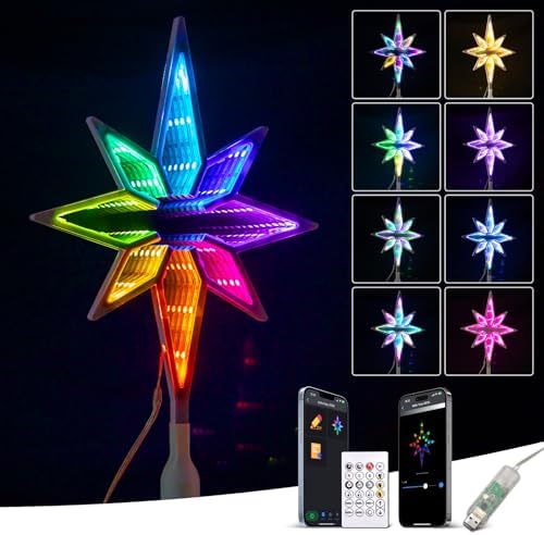 Amazon.com: Gothic Star Tree Topper Infinity Mirror 3D LED Lights - 9.9 ...