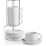 Amazon.com | Yedio Porcelain 4 oz Espresso Cups with Saucers and Metal ...