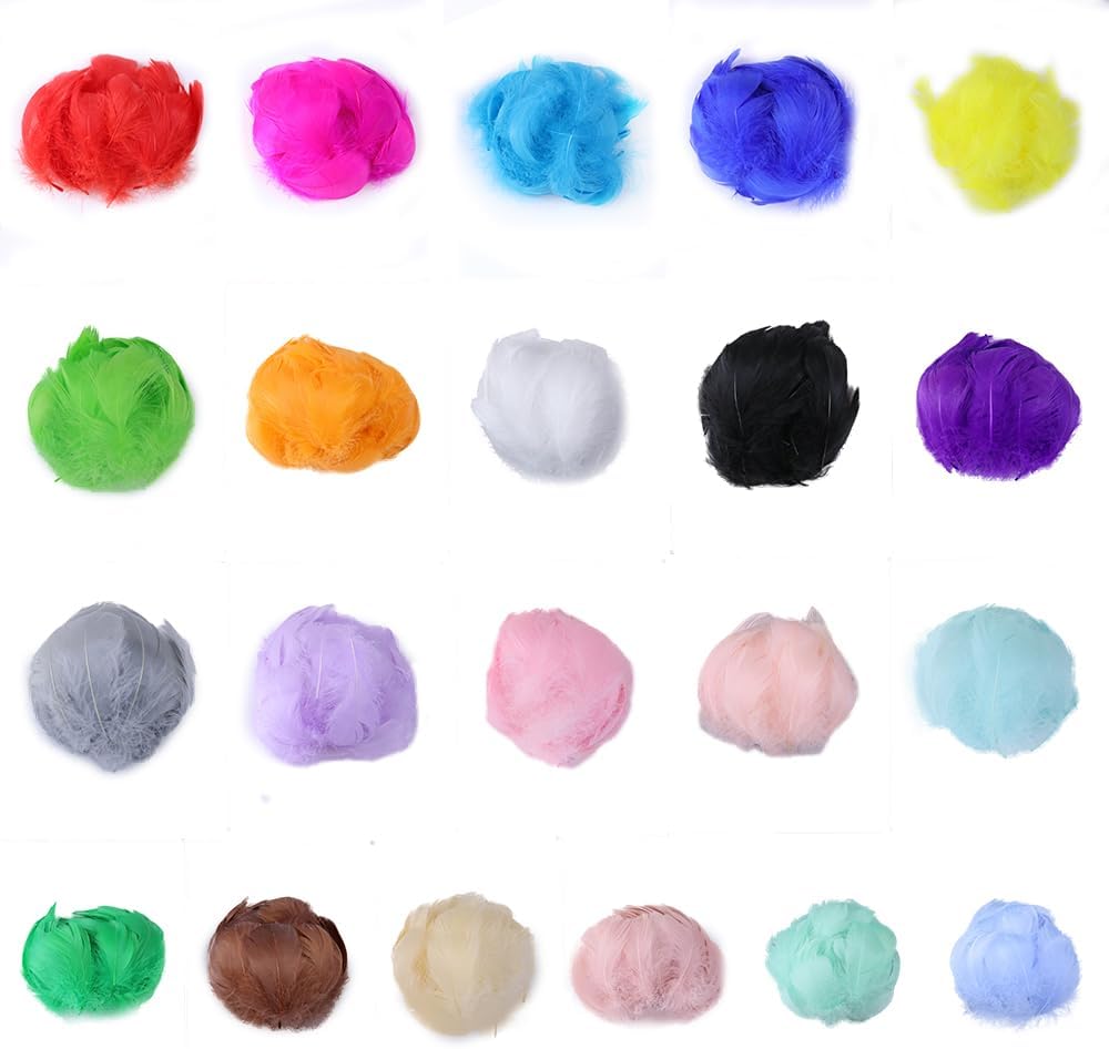 Amazon.com: 350pcs Colorful Feathers 20 Colors Craft Feathers 3-5 ...
