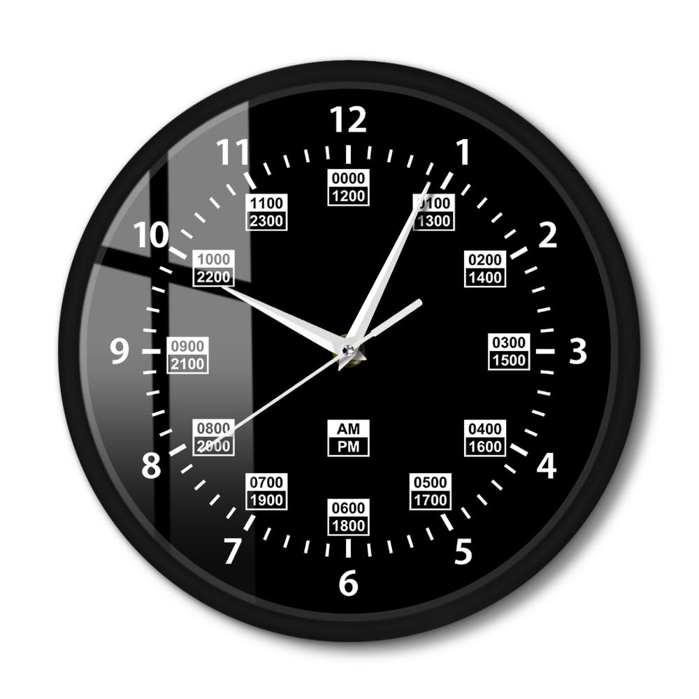 Amazon.com: Timethink 12 Inch 24 Hours Military Time Wall Clock, Silent ...