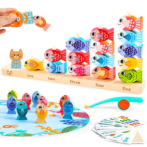 VATOS Wooden Magnetic Fishing Games Toy for Toddlers - Want It All