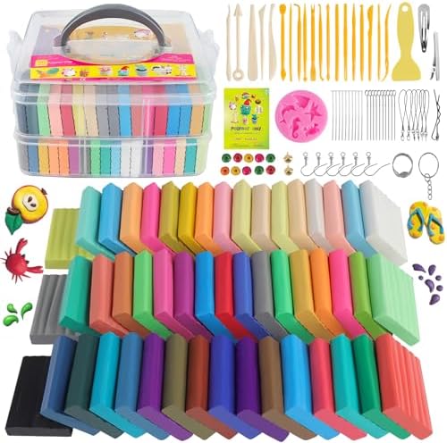 Amazon.com: Bright Creations Polymer Clay Starter Kit - 50 Colors, 79 ...