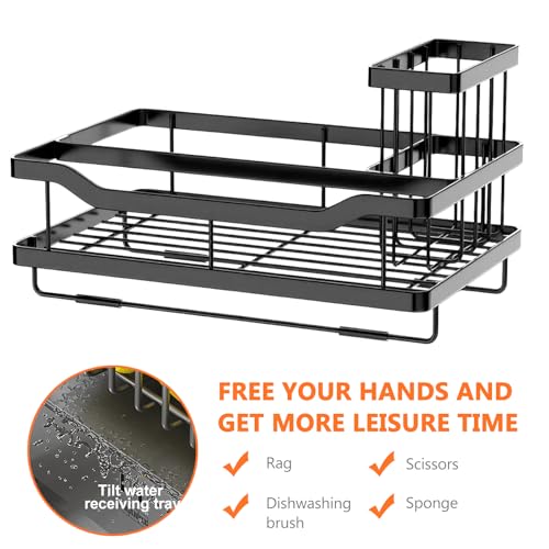 Miawtro Black Draining Rack, Stainless Steel Drying Rack with 1 Storage ...