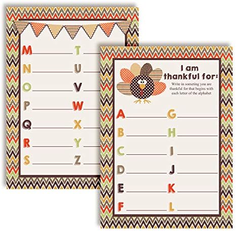 Amazon.com : “I Am Thankful For” A to Z Alphabet Thanksgiving Fill In ...