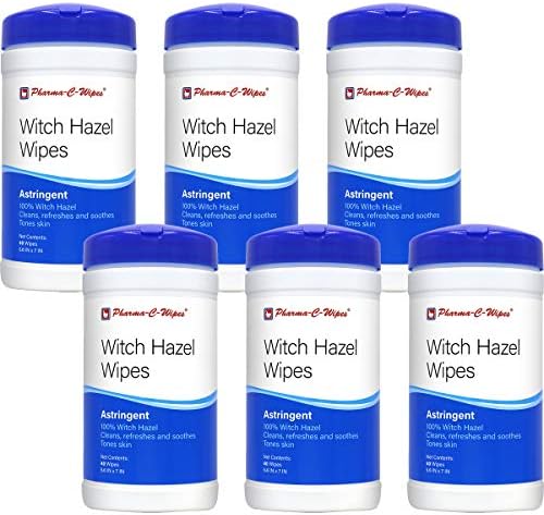 100% Witch Hazel Wipes (1 Canister, 40 Wipes) Toner & Astringent ...