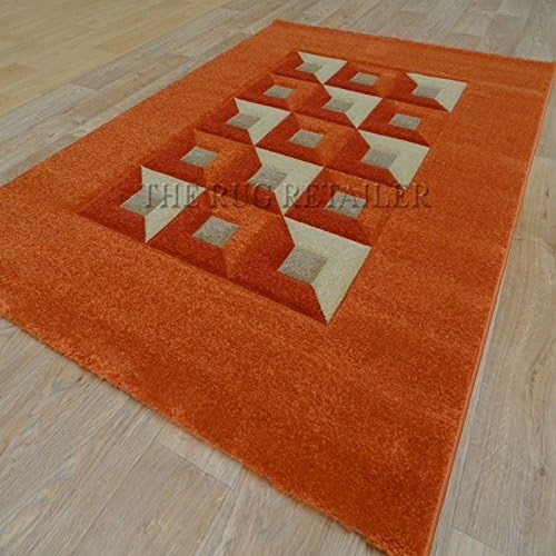 Esprit Modern Diamond Pattern Terracotta Hallway Runner / Rugs ...