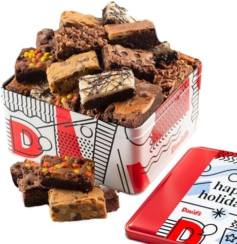 Amazon.com: David’s Cookies Happy Holidays Assorted Brownies Tin Gift ...