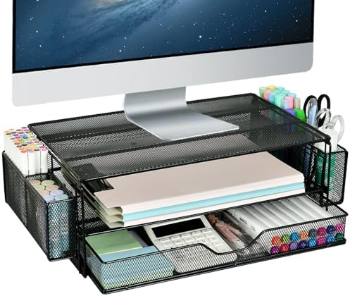 Amazon.com: Mknana Metal Computer Stand for Desk,Monitor Riser with ...