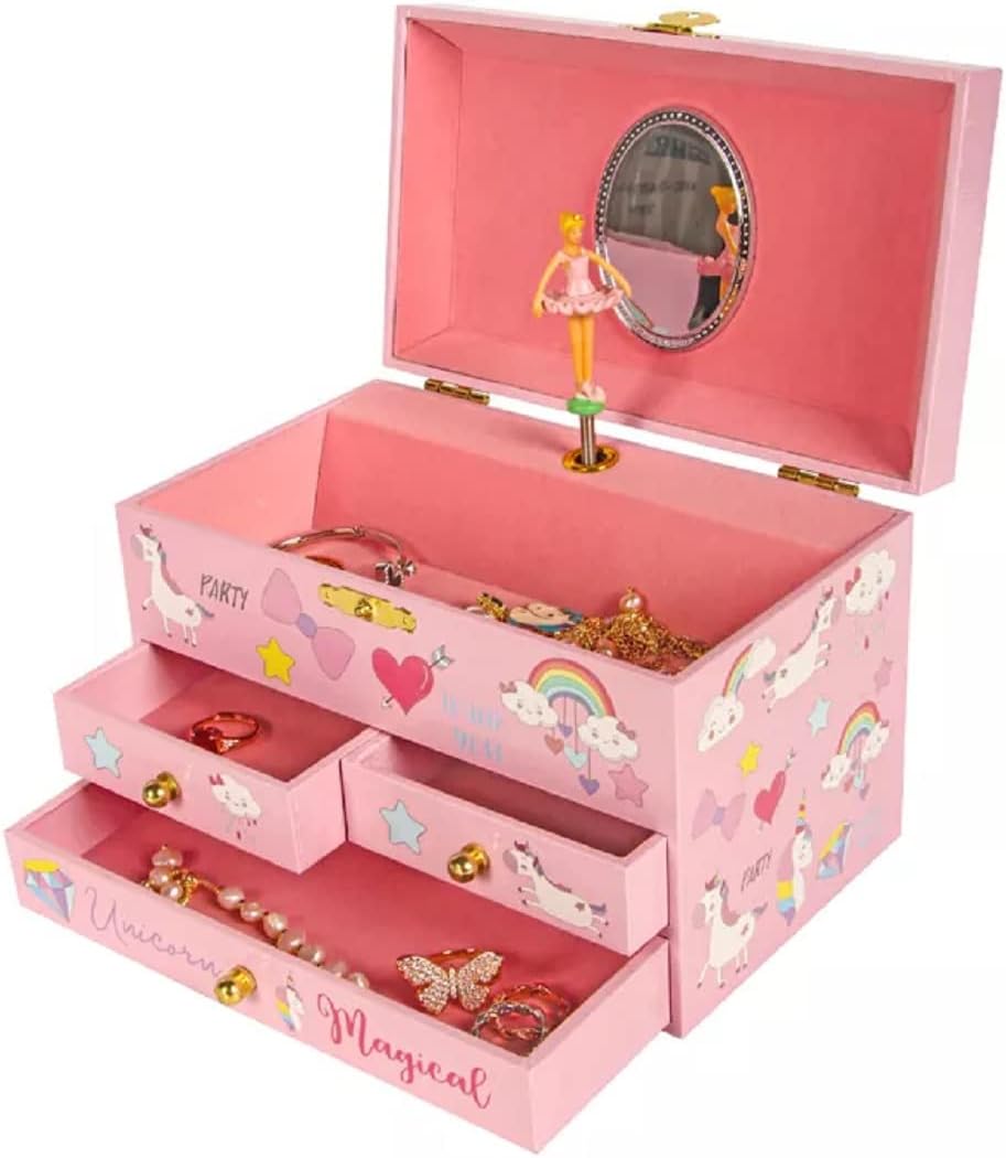 Amazon.com: LuxeInBox Ballerina Musical Kids Jewelry Box Hand-Crank ...