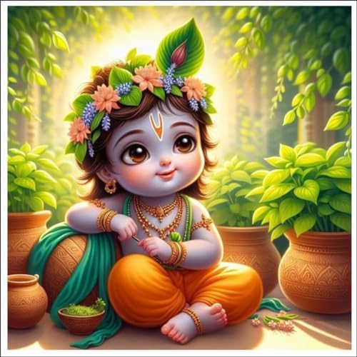 V2H Beautiful Baby Krishna God Wall Poster for Pooja Room, Sport, Kids ...