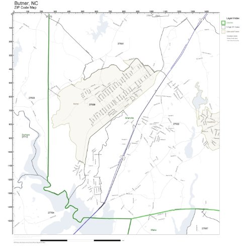 ZIP Code Wall Map of Butner, NC ZIP Code Map Not Laminated: Amazon.com ...