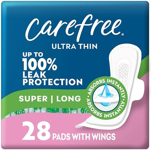 Amazon.com: Carefree Ultra Thin Pads for Women, Super/Long Pads with ...