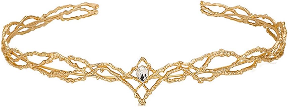 Amazon.com: Women Men Rhinestone Crystal Crown Costume Headwear Gold ...