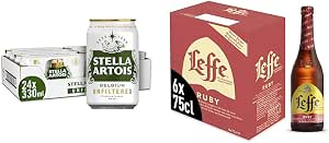 Stella Artois Unfiltered 24pk 330 ml can & Leffe Ruby Belgian Abbey ...