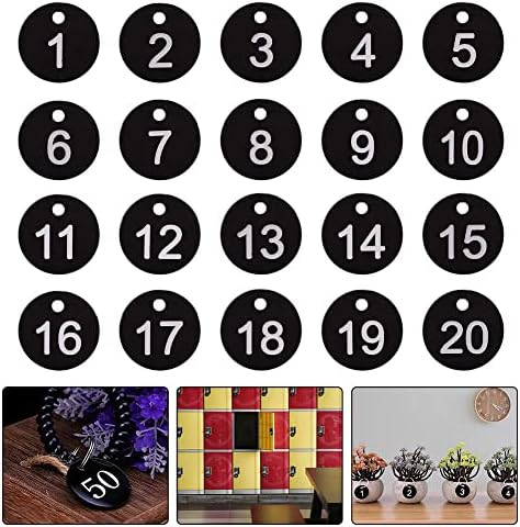 Plastic Number Tags Round Numbers 1-100 Tags ID Tags with Hole Engraved ...