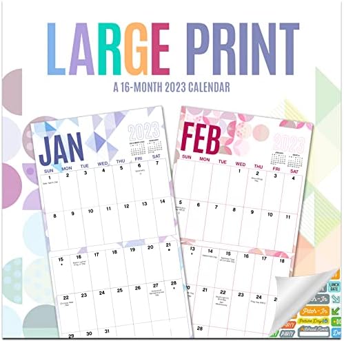 Amazon.com: Large Print Calendar 2023 - Deluxe 2023 Jumbo Print Wall ...