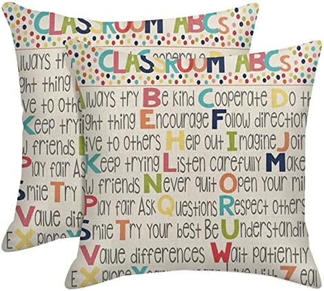Amazon.com: YGGQF Rainbow ABC Square Throw Pillow Cover Colorful ...