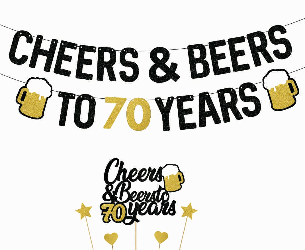 SVM CRAFT® Cheers & Beers to 70 Years Cake Topper and Banner, Cheers to ...