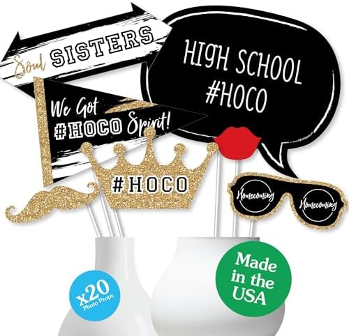 Amazon.com: Funnymoom 32 Pcs Homecoming Photo Booth Props Kit Large ...